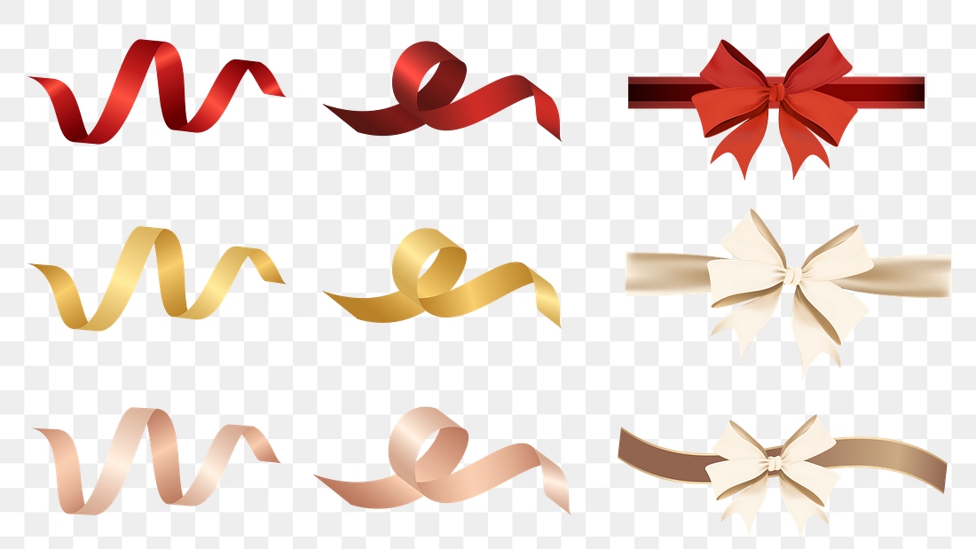 Ribbon and bow element set | Premium PNG - rawpixel