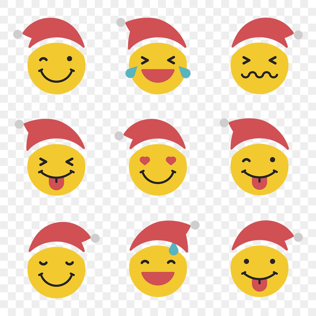 Santa emoticon set isolated transparent | Premium PNG - rawpixel