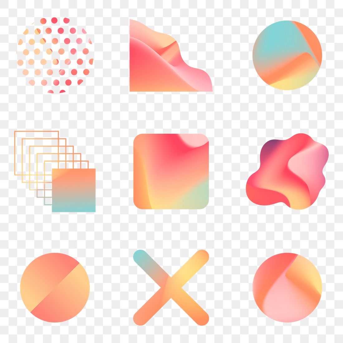 Colorful gradient elements collection transparent | Premium PNG - rawpixel