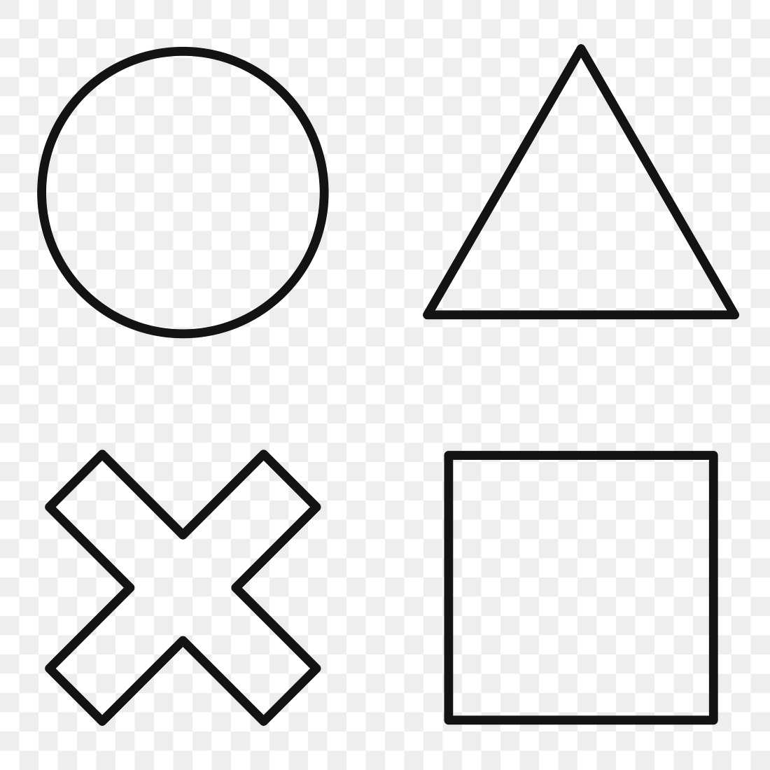 Stroke geometric shapes set transparent | Premium PNG - rawpixel