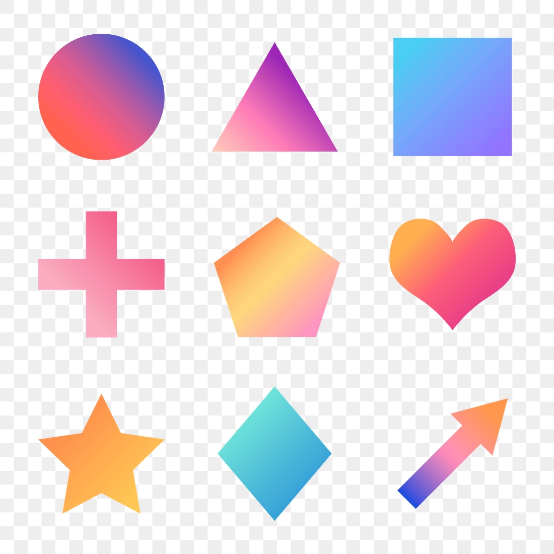 Colorful gradient geometric shapes set | Premium PNG - rawpixel