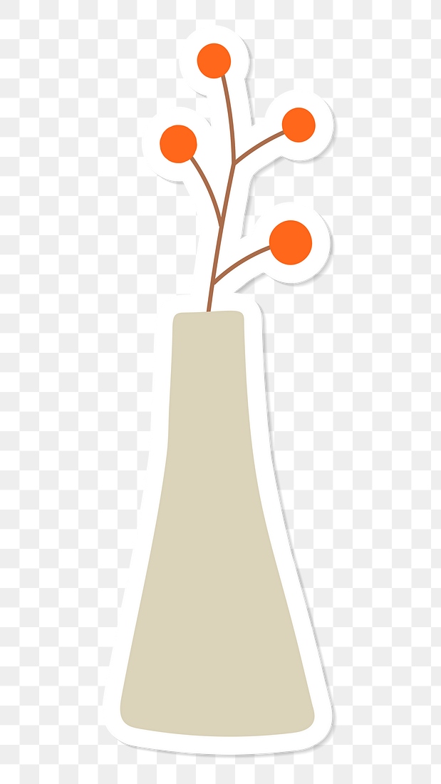 Red doodle flowers vase sticker | Premium PNG Sticker - rawpixel
