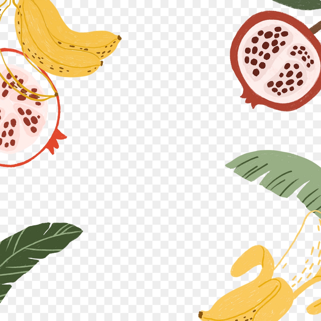 Colorful tropical fruits frame transparent | Premium PNG - rawpixel