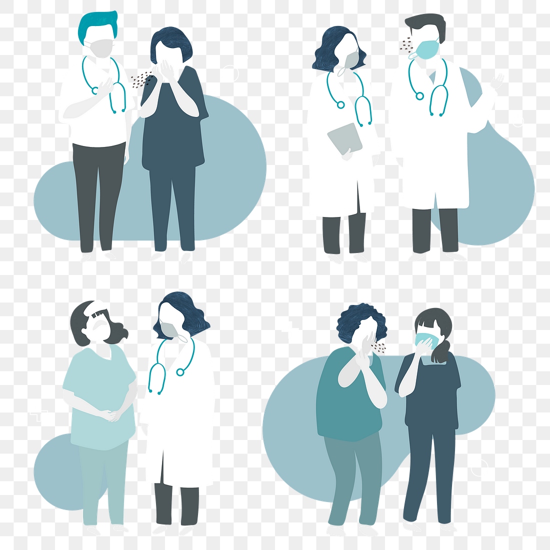 Virus symptoms and healthcare characters | Premium PNG - rawpixel