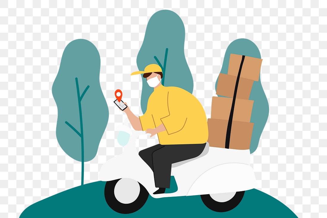 Delivery boy scooter parcel boxes | Premium PNG Sticker - rawpixel
