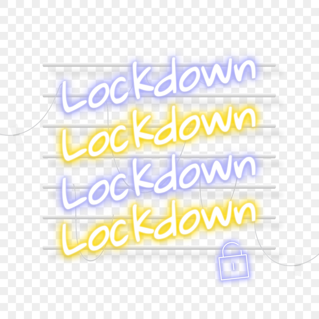 Lockdown during coronavirus pandemic neon | Free PNG Sticker - rawpixel