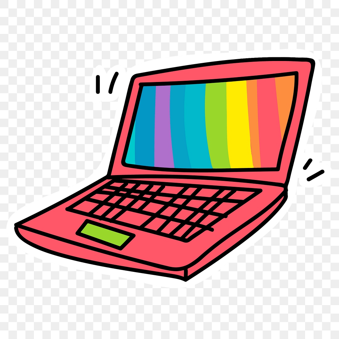 Red laptop sticker white border | Premium PNG Sticker - rawpixel