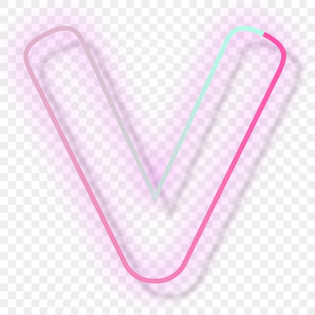 Pink neon glow letter V | Premium PNG Sticker - rawpixel
