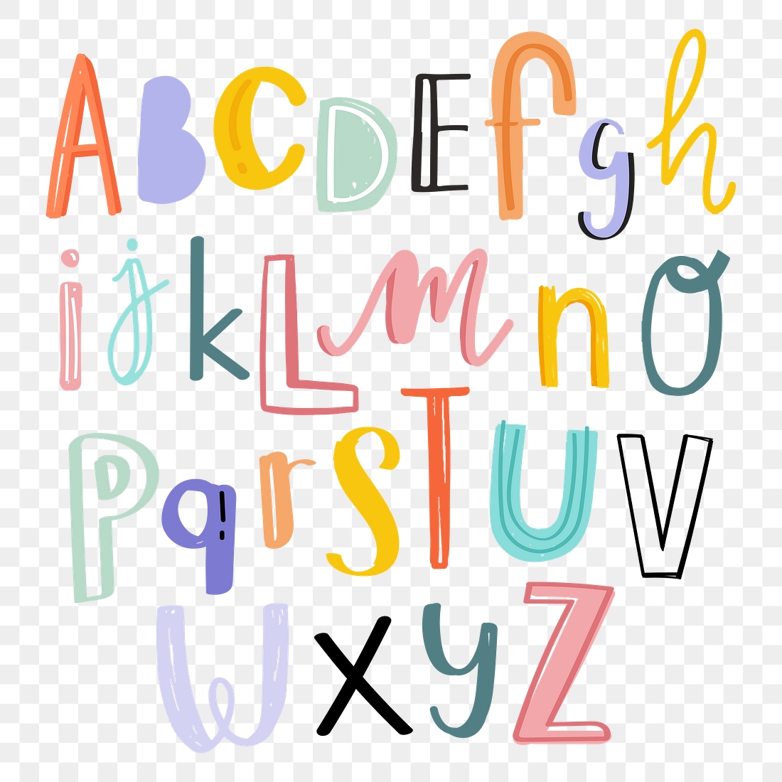 Alphabet png doodle typography font | Premium PNG - rawpixel