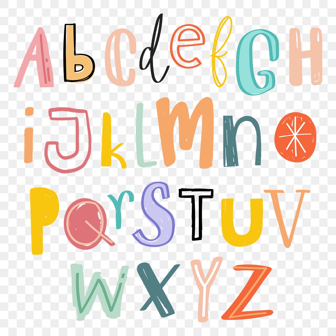 Alphabet png doodle typography font | Premium PNG - rawpixel