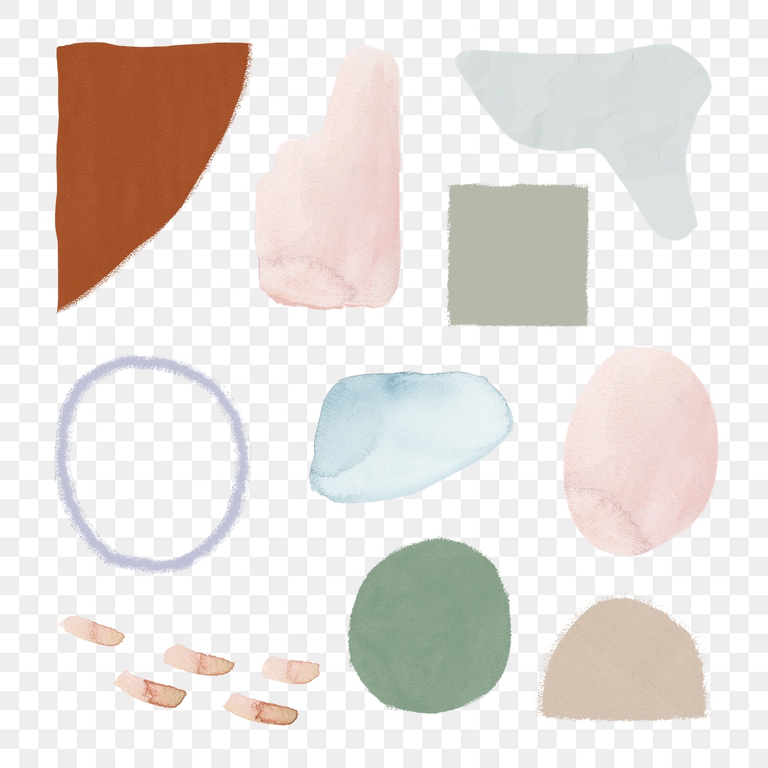 Neutral watercolor element set transparent | Premium PNG - rawpixel