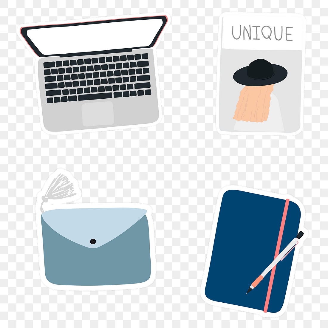 Set watercolor sticker doodle transparent | Premium PNG - rawpixel