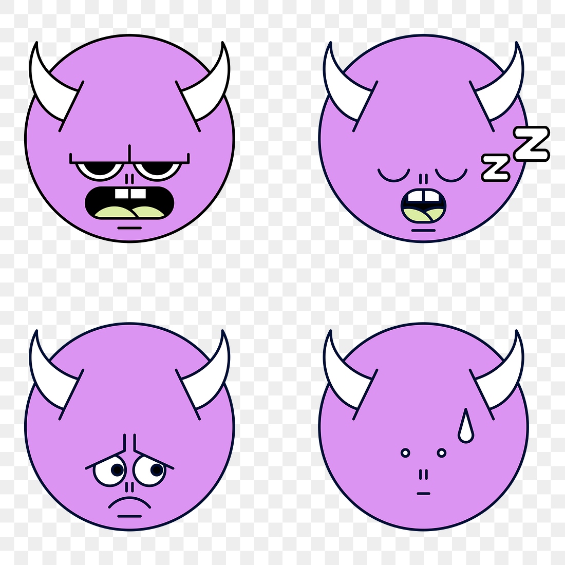 Funky horned monster emoji sticker | Premium PNG - rawpixel