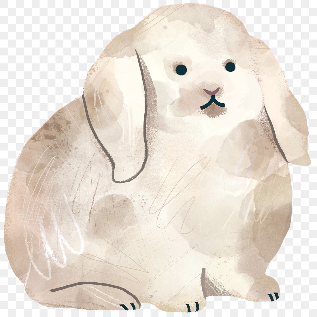 Fluffy rabbit beige background transparent | Premium PNG Sticker - rawpixel