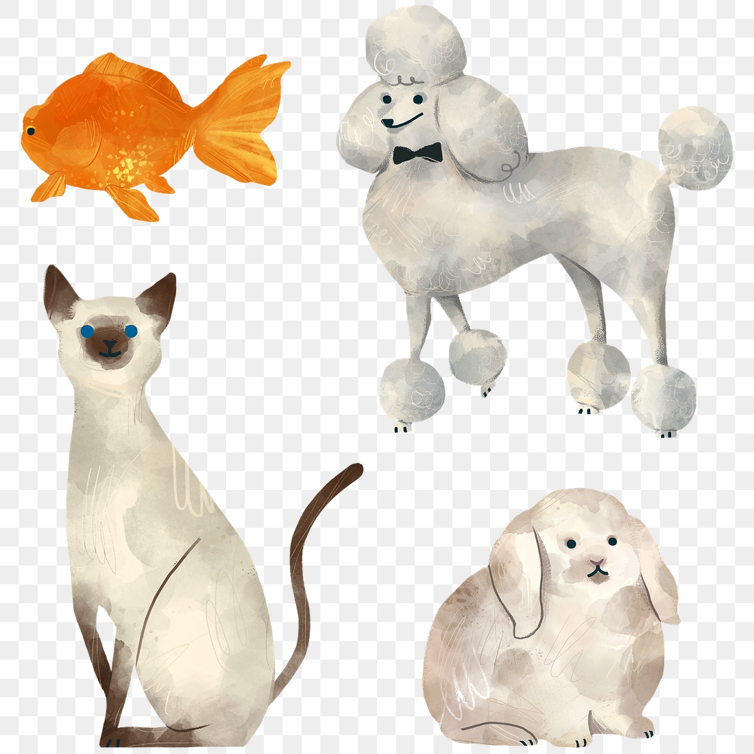 Friendly animals watercolor collection transparent | Premium PNG - rawpixel