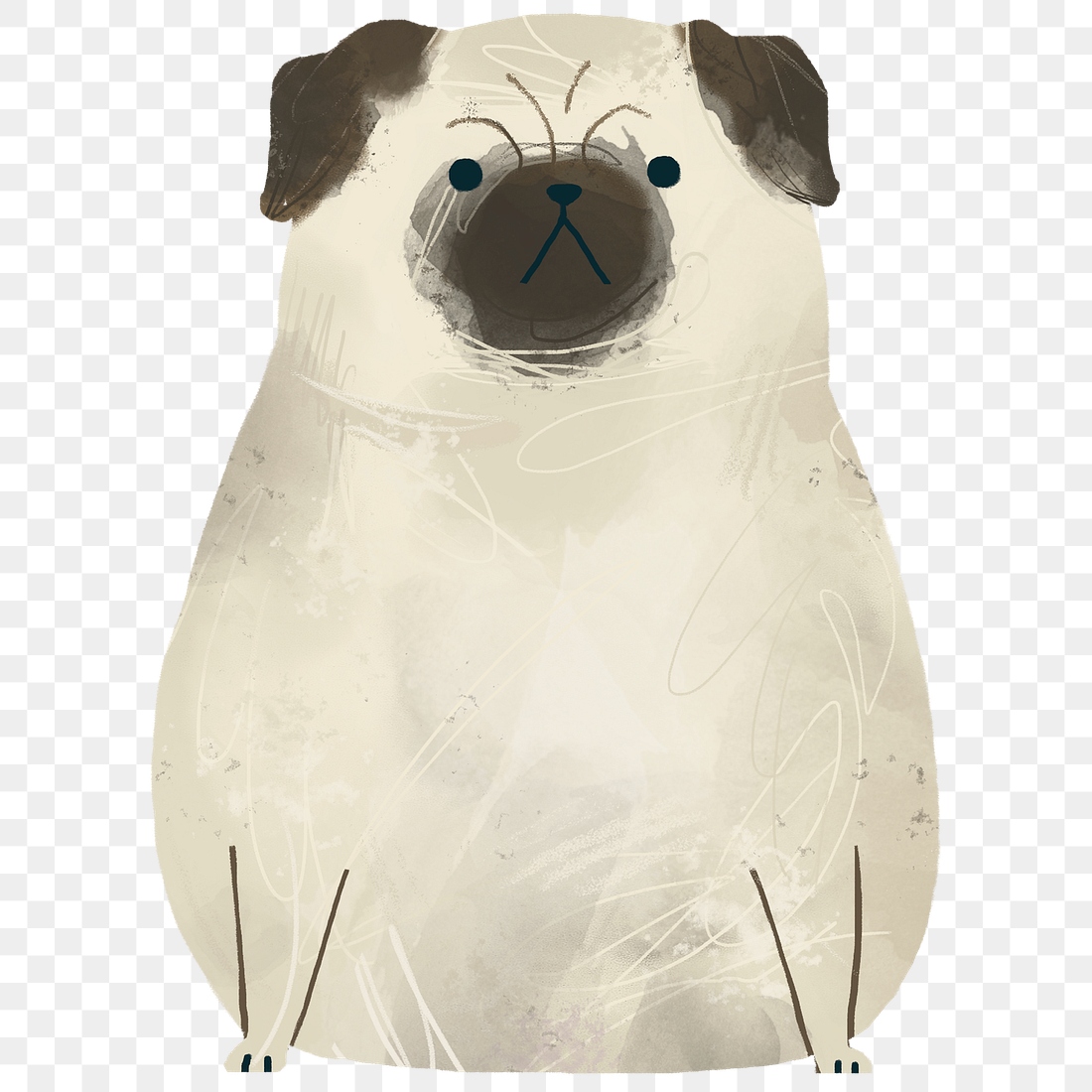 Grumpy pug painting transparent png | Premium PNG Sticker - rawpixel
