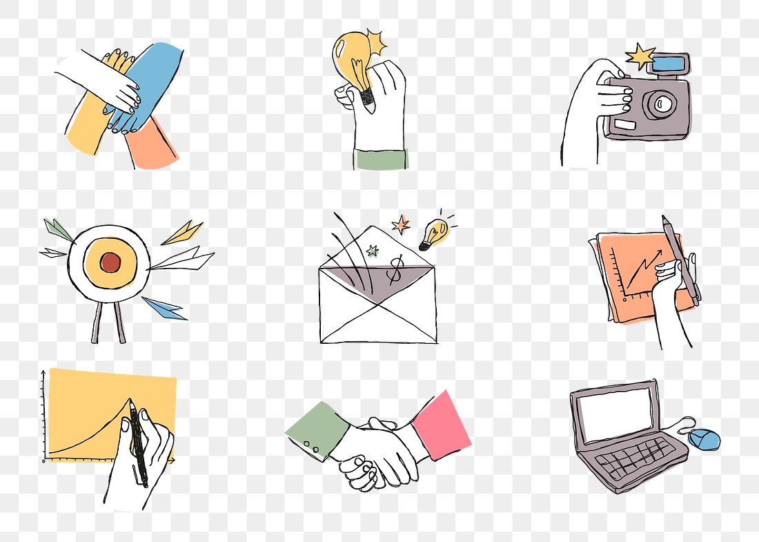 Colorful teamwork icons png doodle | Premium PNG - rawpixel