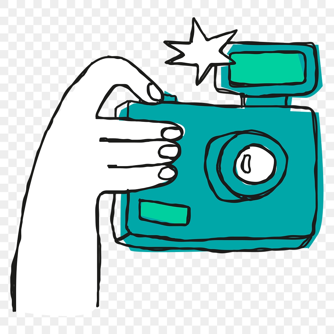 Green hand drawn camera transparent | Premium PNG Sticker - rawpixel
