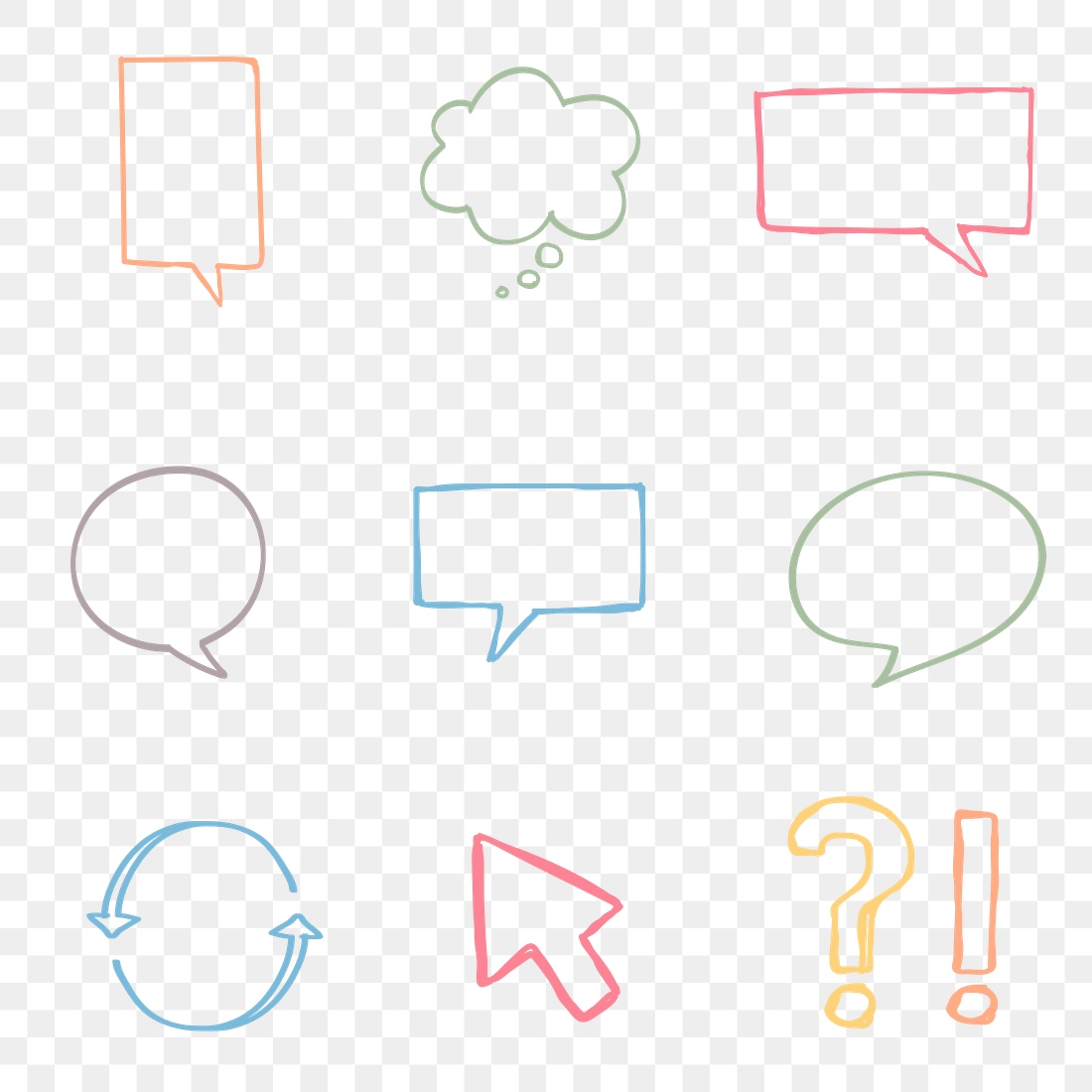 Png speech bubbles doodle art | Premium PNG - rawpixel