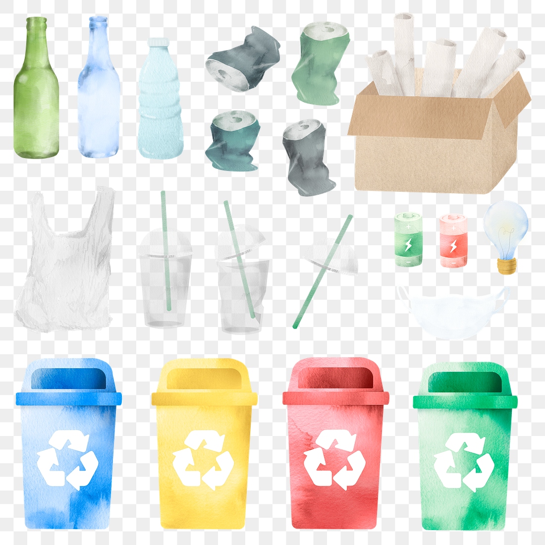 Png recyclable trash watercolor design | Premium PNG - rawpixel