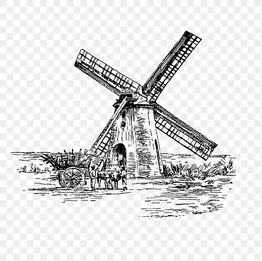 PNG Drawing windmill, transparent background | Premium PNG Sticker ...