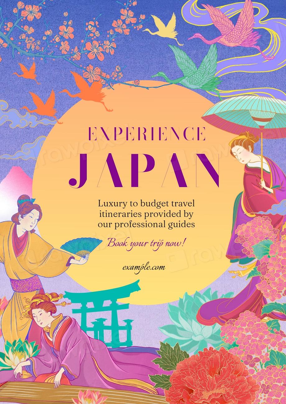 Japan travel editable poster template, | Free Editable Template - rawpixel