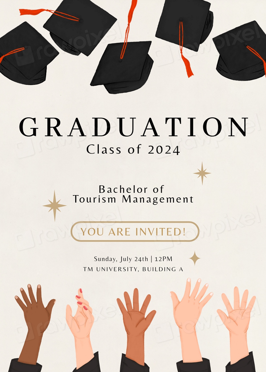 Graduation commencement invitation card template, | Premium Editable ...