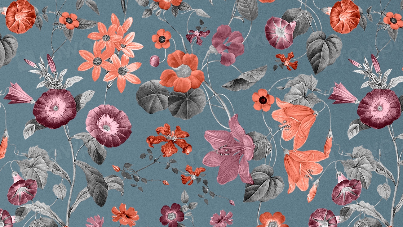 Vintage flower pattern desktop wallpaper, | Free Editable Design - rawpixel