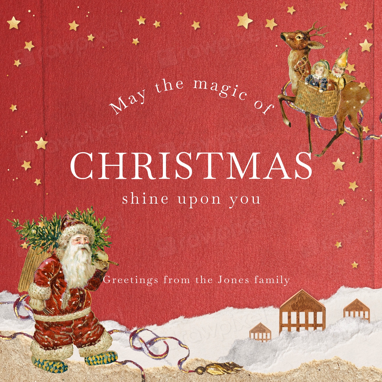 Christmas greeting Facebook post template, | Premium Editable Template ...