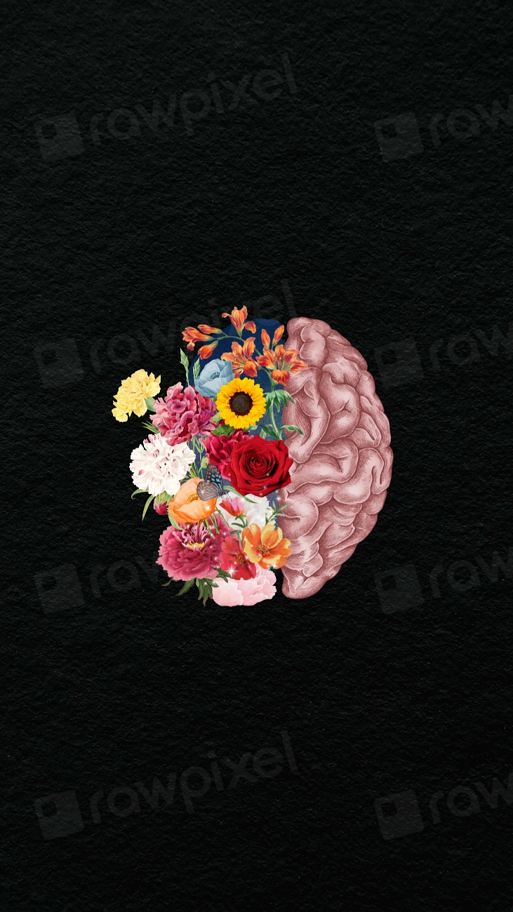 Floral human brain mobile wallpaper, | Premium Collage Maker - rawpixel