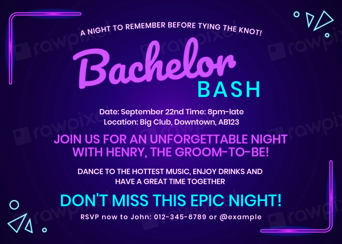 Bachelor bash template, editable design | Premium Editable Template ...
