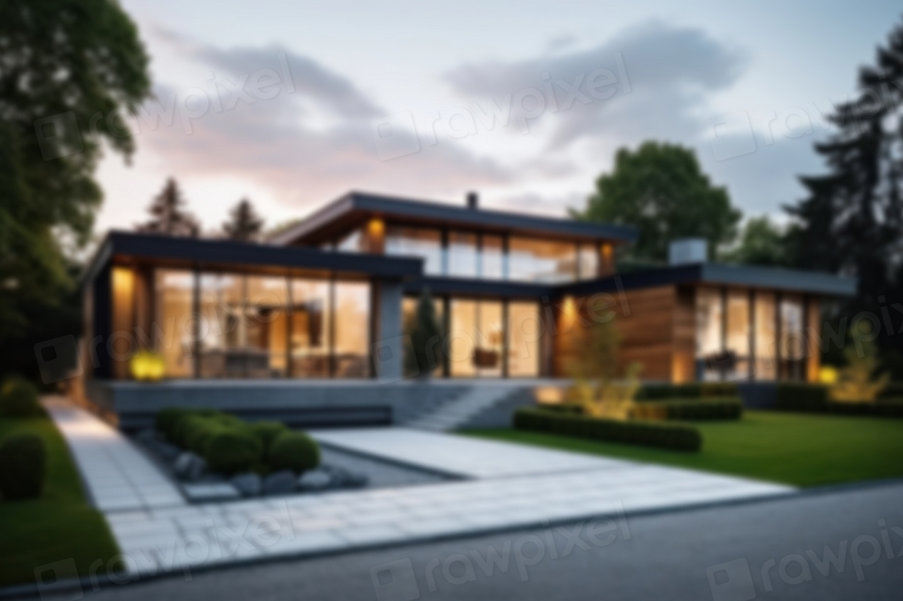 Editable blurred modern house backdrop | Premium - rawpixel