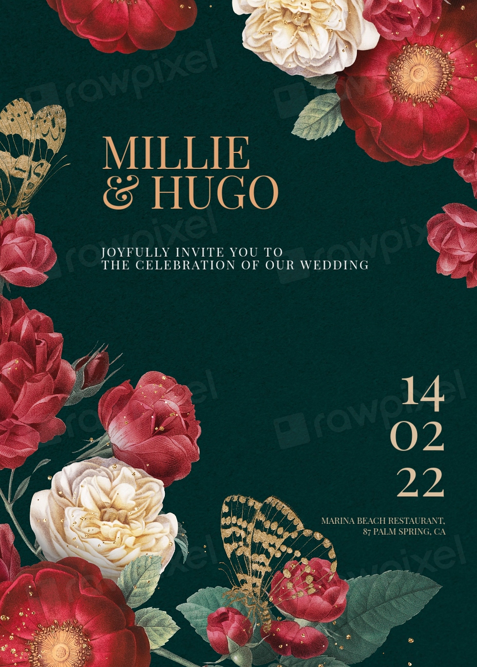 Customizable wedding invitation card template | Premium Editable ...