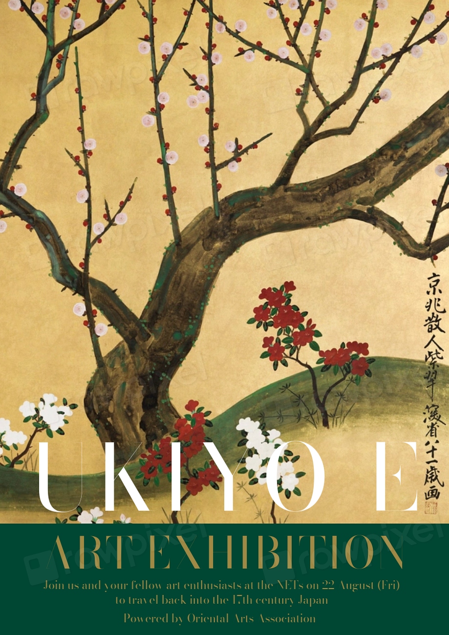 Ukiyo-e art editable poster template, | Premium Editable Template - rawpixel