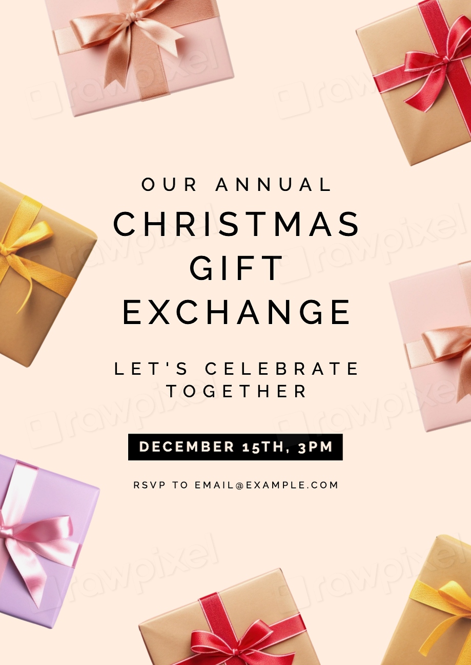 Christmas gift exchange poster template, | Premium Editable Template ...