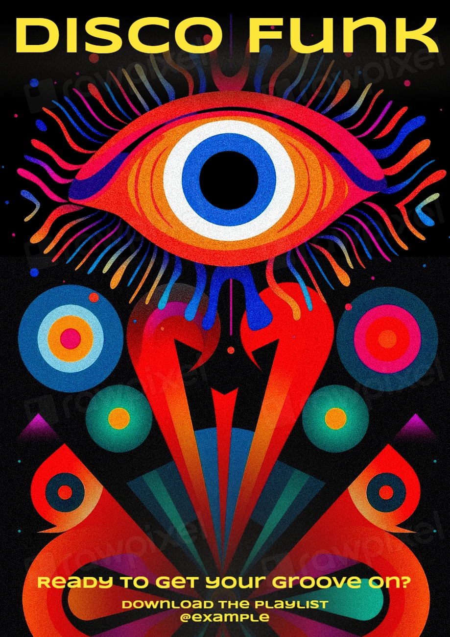 Retro disco music poster template, | Free Editable Template - rawpixel