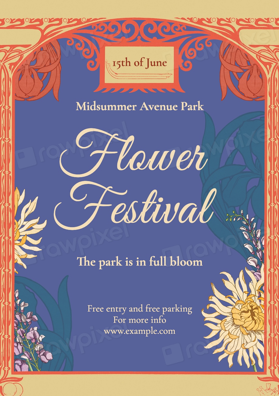 Flower festival poster template, editable | Premium Editable Template ...
