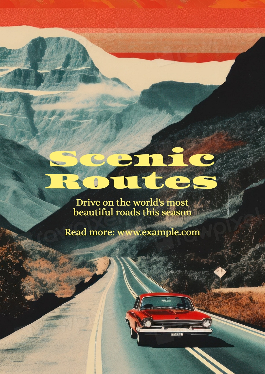 Scenic routes poster template, editable | Premium Editable Template ...