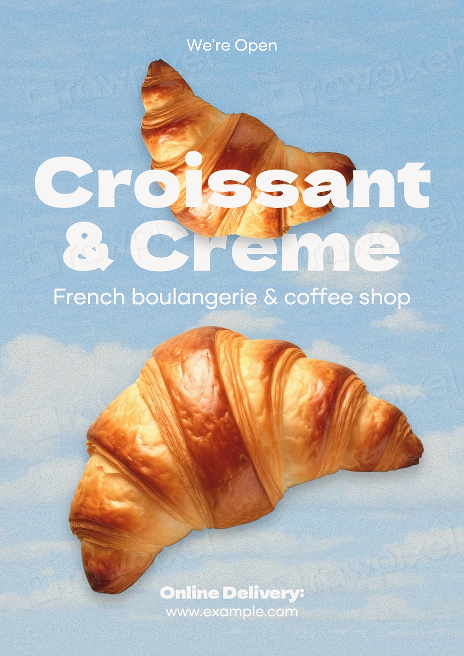 Croissant & bakery poster template | Premium Editable Template - rawpixel