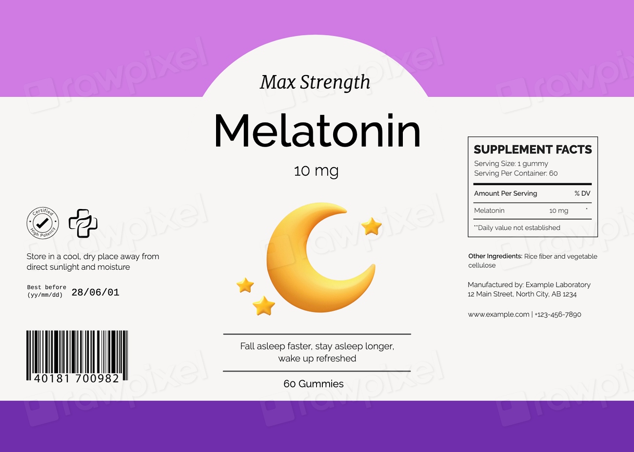 Melatonin supplement label template, editable | Premium Editable ...