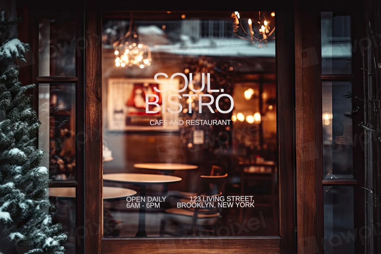 Cafe window display mockup, editable | Premium Mockup Generator - rawpixel