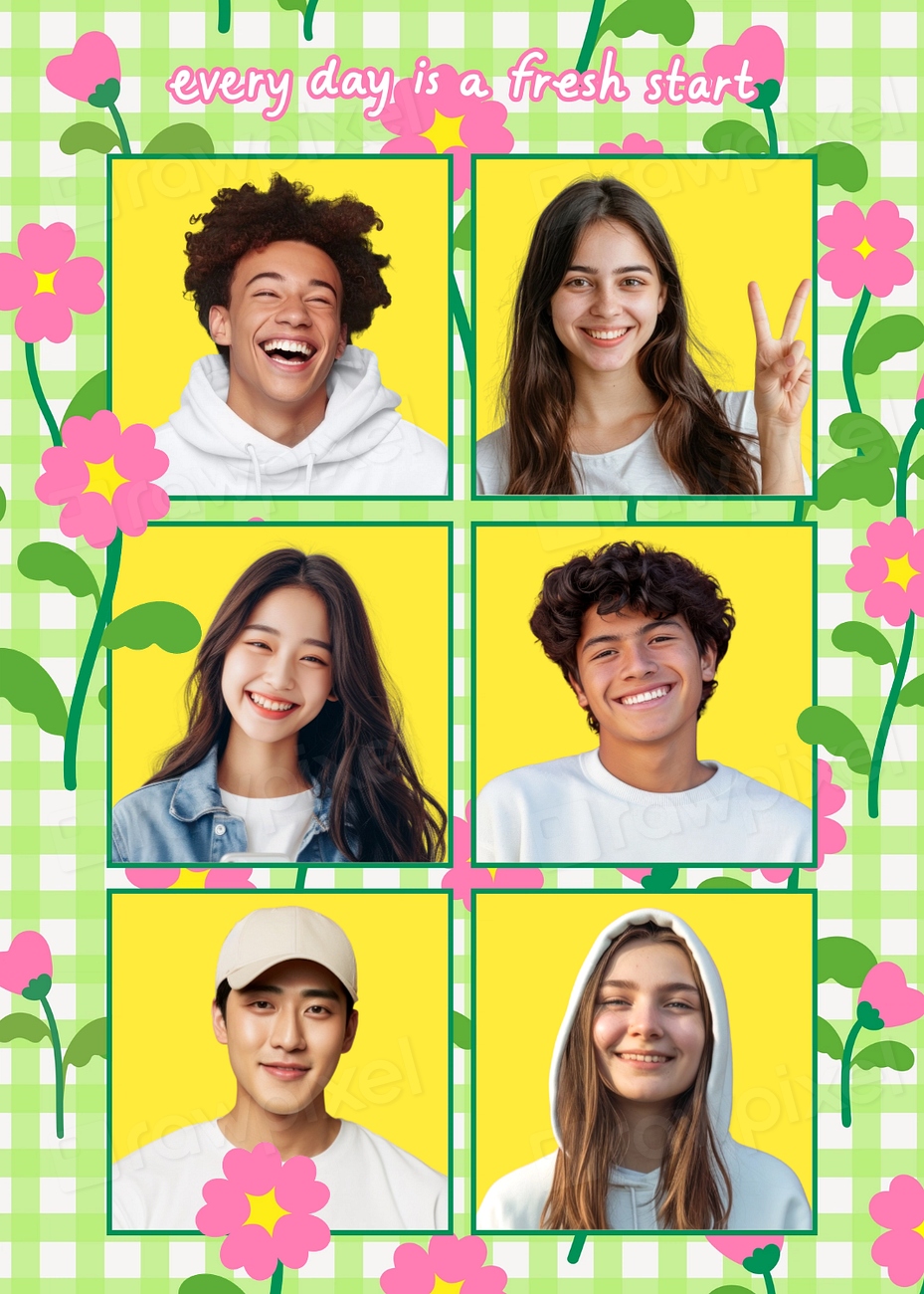 Cute floral people photo collage, | Premium Photo Collage Maker - rawpixel