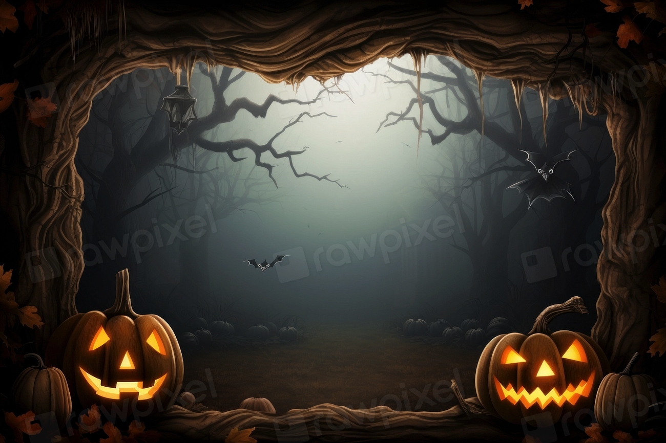 Editable Halloween forest frame wallpaper | Premium Mockup Generator ...