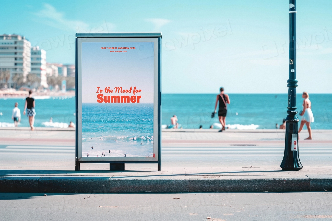 Editable summer beach ad sign | Premium Mockup Generator - rawpixel