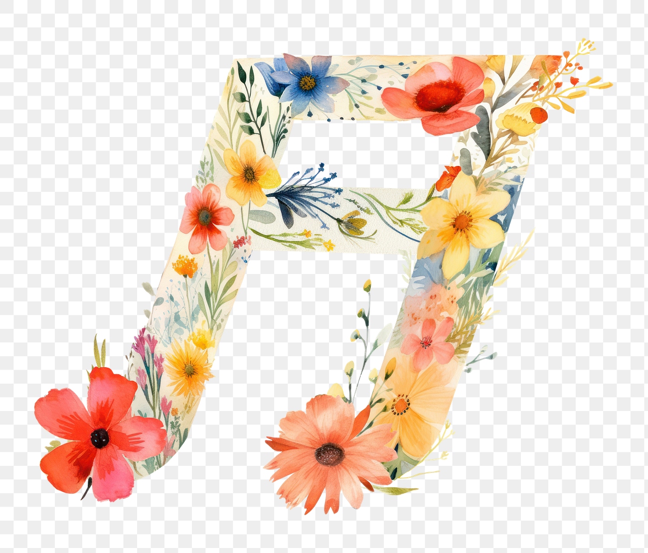Floral music note png watercolor | Free PNG - rawpixel