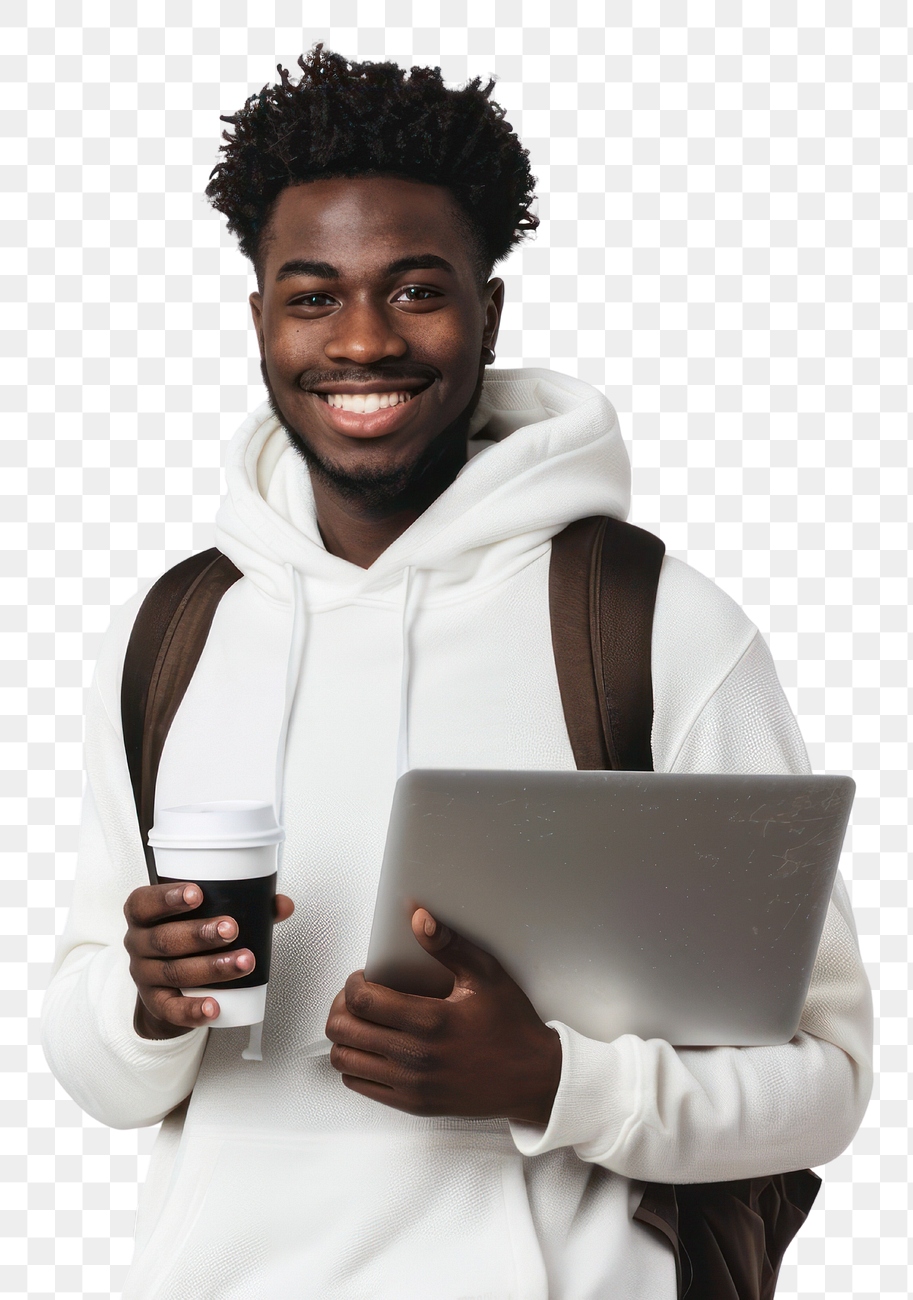 PNG Smiling student with laptop | Premium PNG - rawpixel