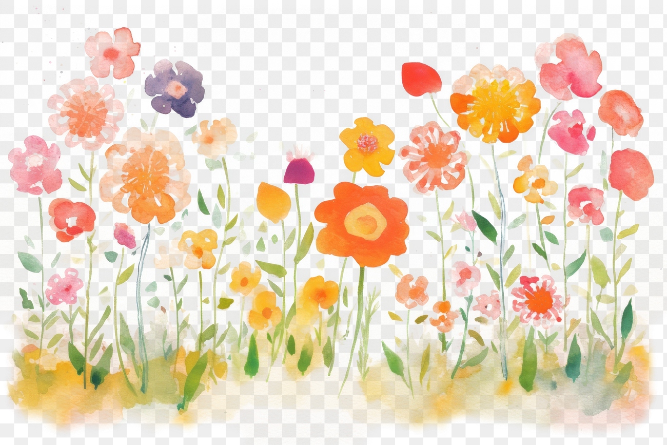 PNG Colorful floral watercolor illustration, | Free PNG - rawpixel