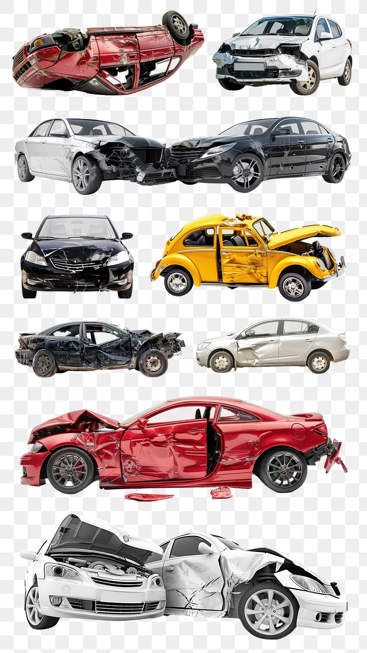 PNG crashed car element set, | Free PNG - rawpixel
