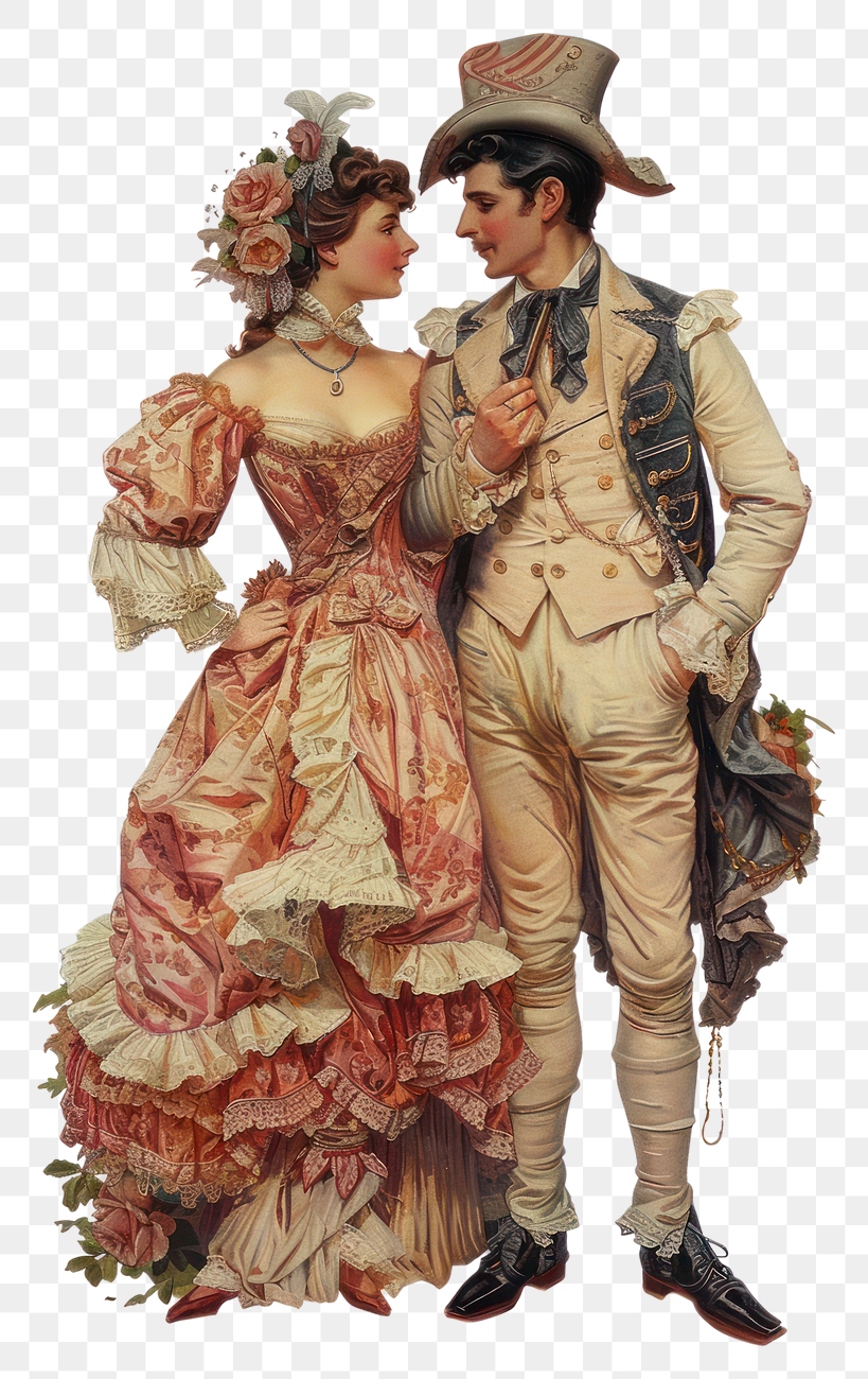 PNG Elegant Victorian couple illustration | Free PNG - rawpixel