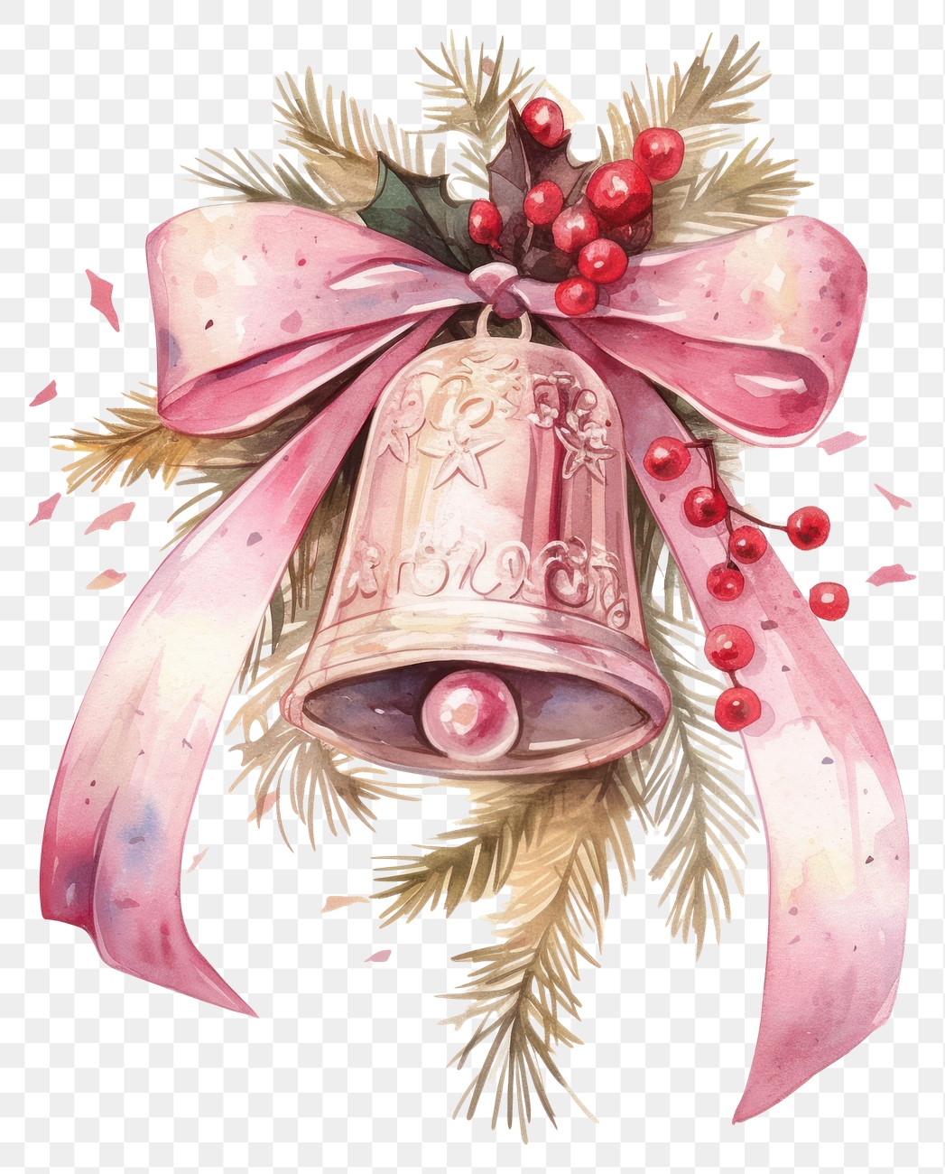 PNG Pink christmas bell illustration | Premium PNG - rawpixel